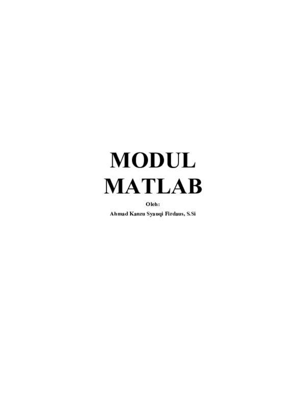 (PDF) Modul Ajar Matlab 2013 by Kanzu