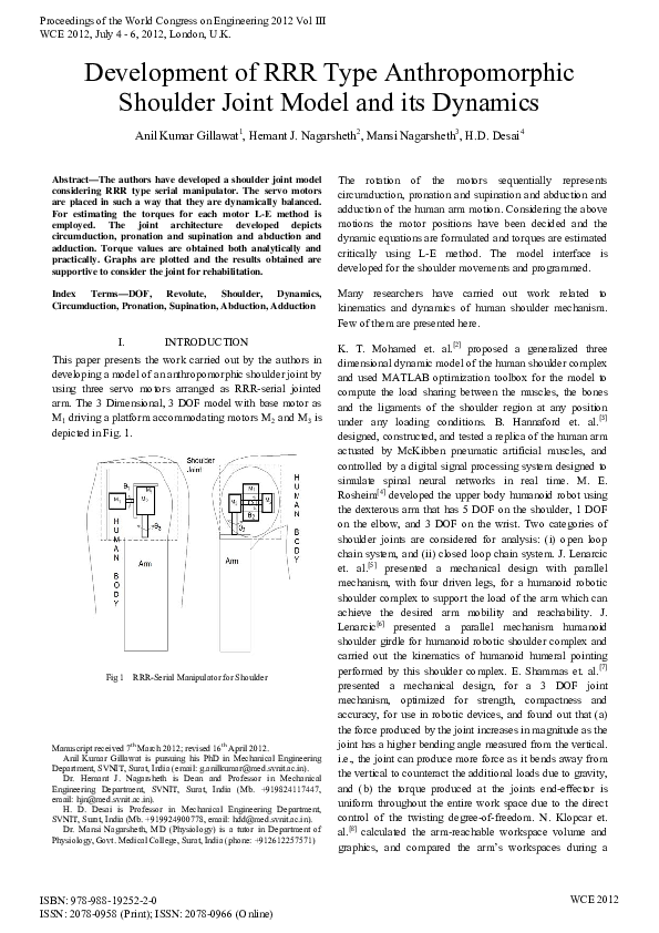 (PDF) Development of RRR Type Anthropomorphic Shoulder Joint Model and ...