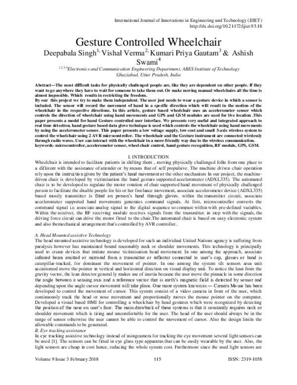(PDF) Gesture Controlled Wheelchair