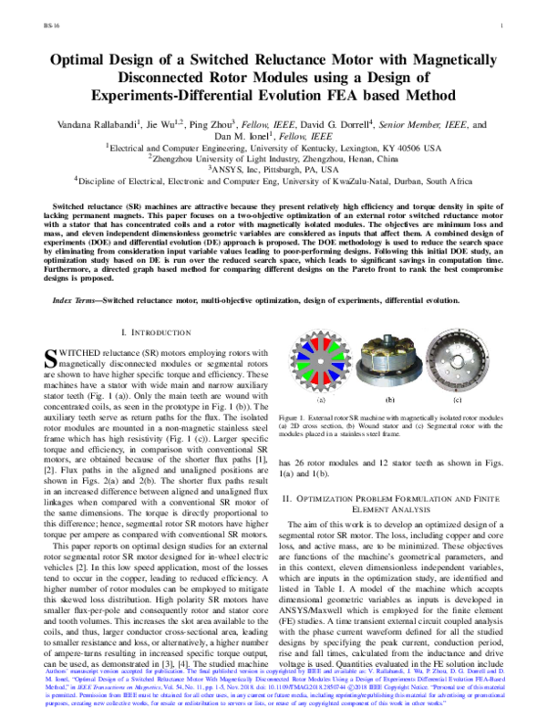 (PDF) Optimal Design of a Switched Reluctance Motor With Magnetically Disconnected Rotor Modules ...