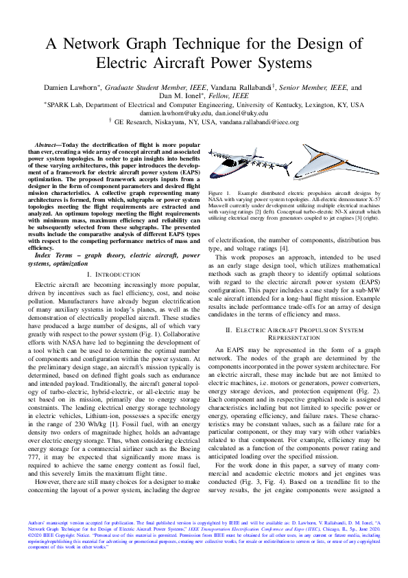 (PDF) A Network Graph Technique for the Design of Electric Aircraft ...
