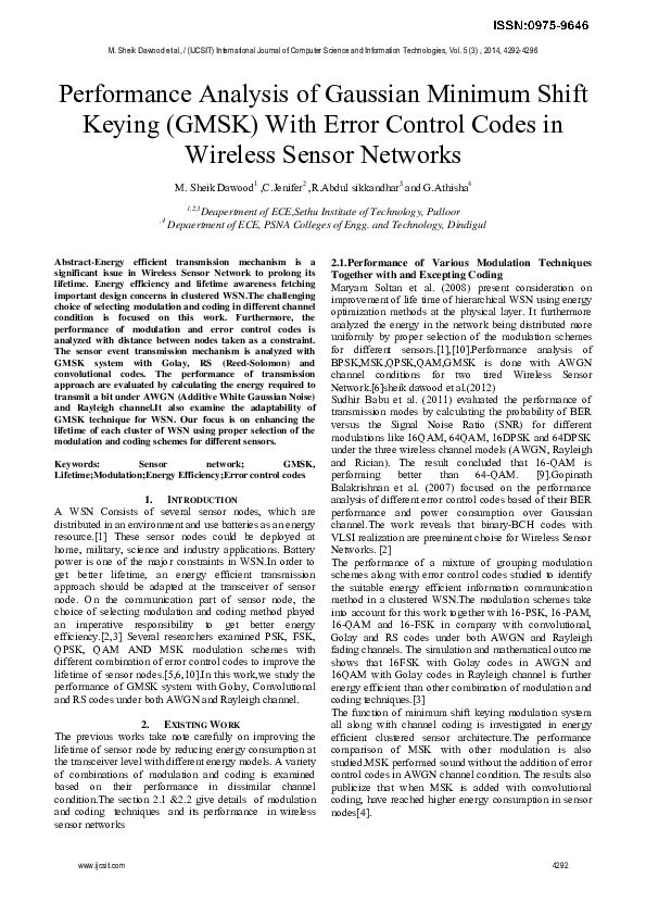 (PDF) Performance Analysis of Gaussian Minimum Shift Keying ( GMSK ) With Error Control Codes in ...