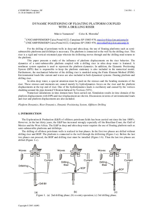 (PDF) Dynamic Positioning of Floating Platform Coupled with a Drilling ...