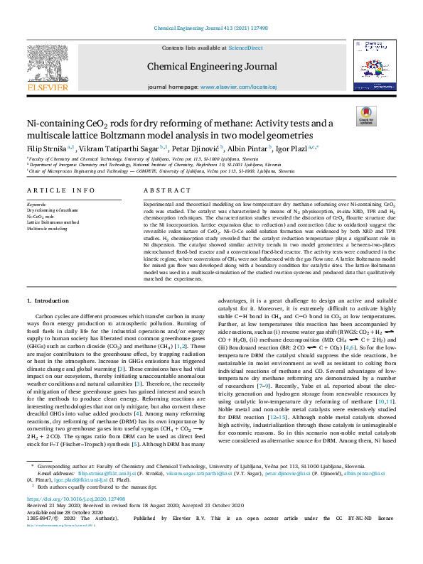 (PDF) Ni-containing CeO2 rods for dry reforming of methane: Activity ...