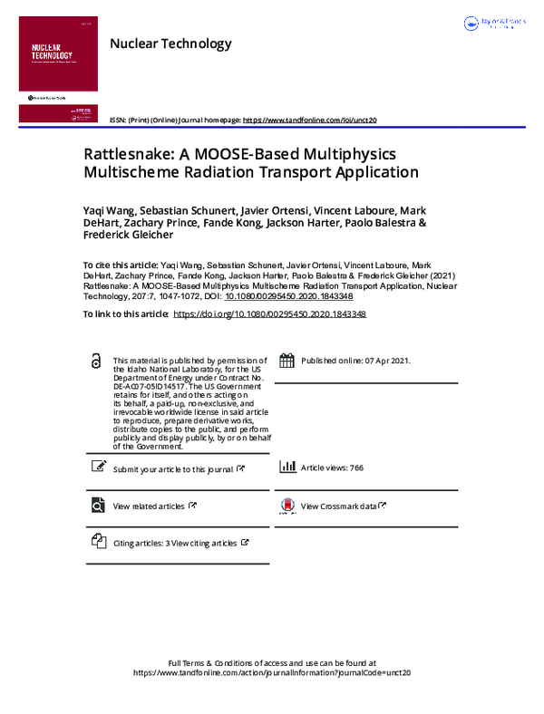 (PDF) Rattlesnake: A MOOSE-Based Multiphysics Multischeme Radiation ...