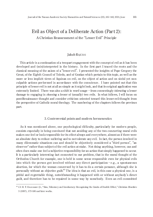 (PDF) Evil as Object of a Deliberate Action: A Christian Reassessment ...