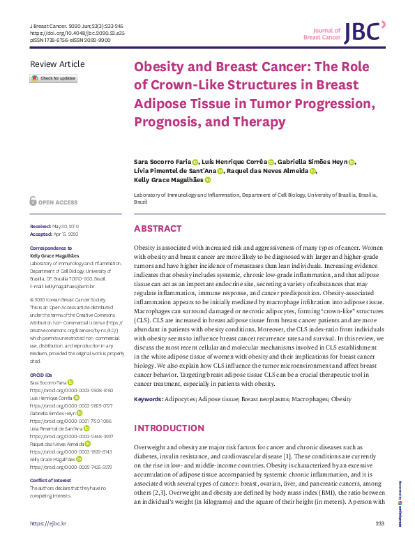 (PDF) Obesity and Breast Cancer: The Role of Crown-Like Structures in ...