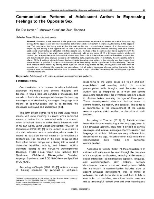 (PDF) Communication Patterns of Adolescent Autism in Expressing ...