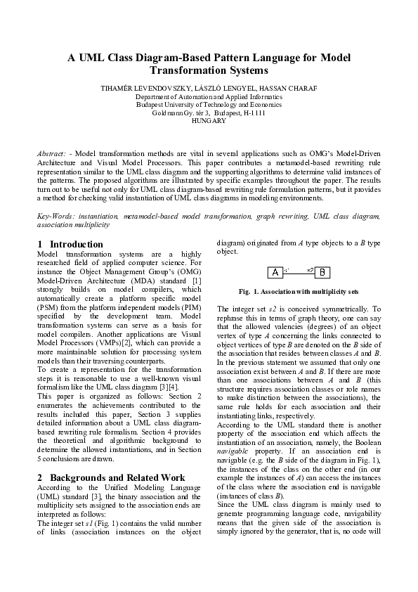 Pdf A Uml Class Diagram Based Pattern Language For Model