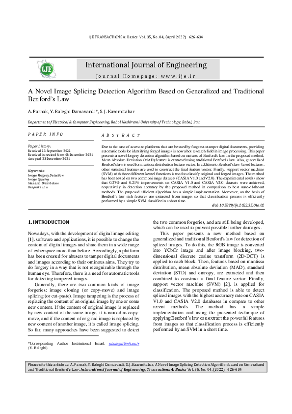 (PDF) A Novel Image Splicing Detection Algorithm Based on Generalized ...