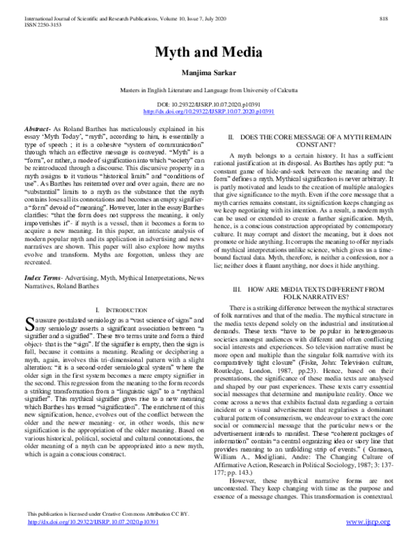 (PDF) Myth and Media