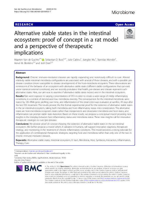 (PDF) Alternative stable states in the intestinal ecosystem: proof of ...