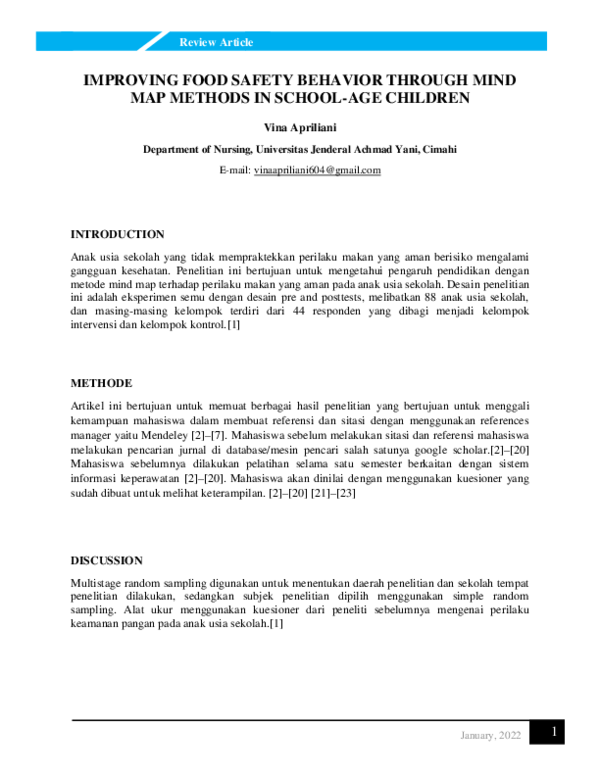 (PDF) IMPROVING FOOD SAFETY BEHAVIOR THROUGH MIND MAP METHODS IN SCHOOL ...