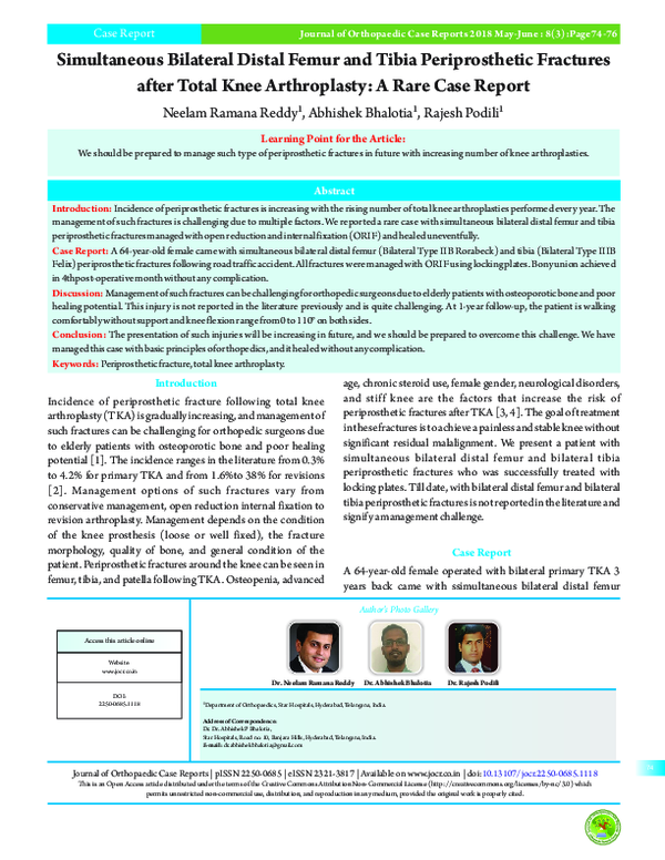(PDF) Simultaneous Bilateral Distal Femur and Tibia Periprosthetic Fractures after Total Knee ...