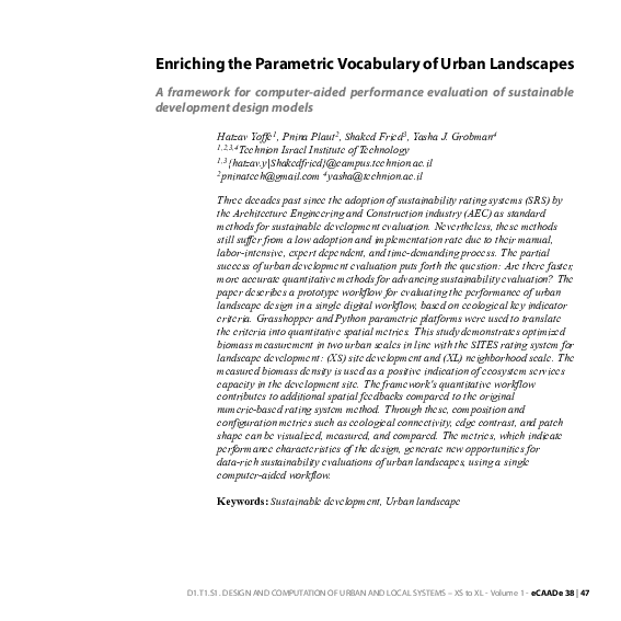 Pdf Enriching The Parametric Vocabulary Of Urban Landscapes A Framework For Computer Aided