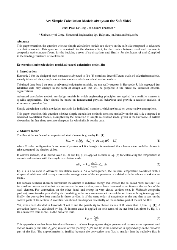 (PDF) Are Simple Calculation Models always on the Safe Side?