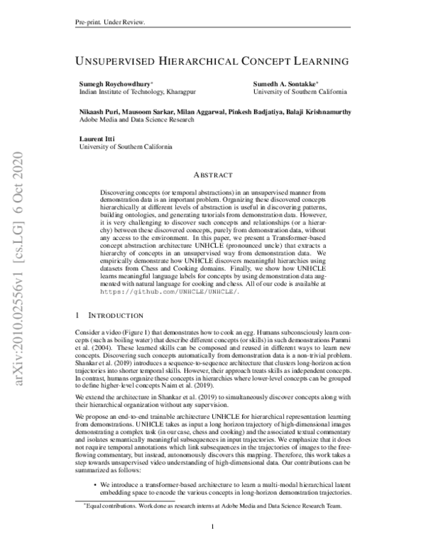 (PDF) Unsupervised Hierarchical Concept Learning