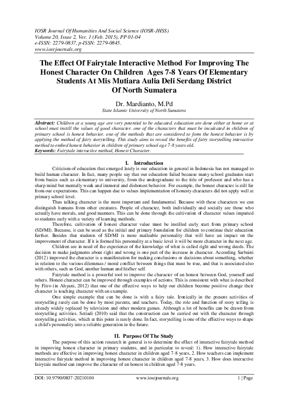 (PDF) The Effect of fairytale interactive method for improving the ...