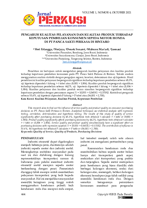 (PDF) Pengaruh Kualitas Pelayanan Dan Kualitas Produk Terhadap Keputusan Pembelian Konsumen ...