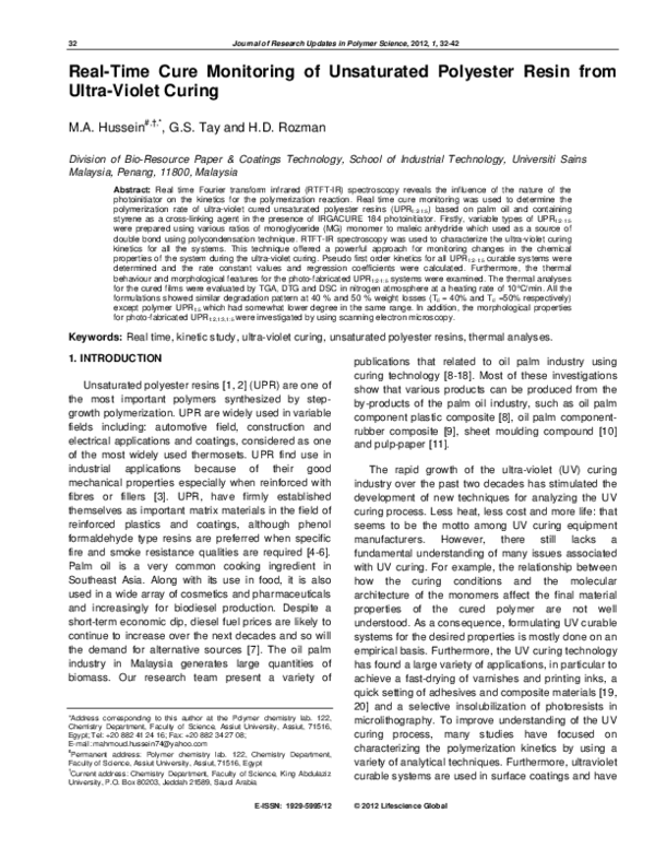 (PDF) Real-Time Cure Monitoring of Unsaturated Polyester Resin from ...