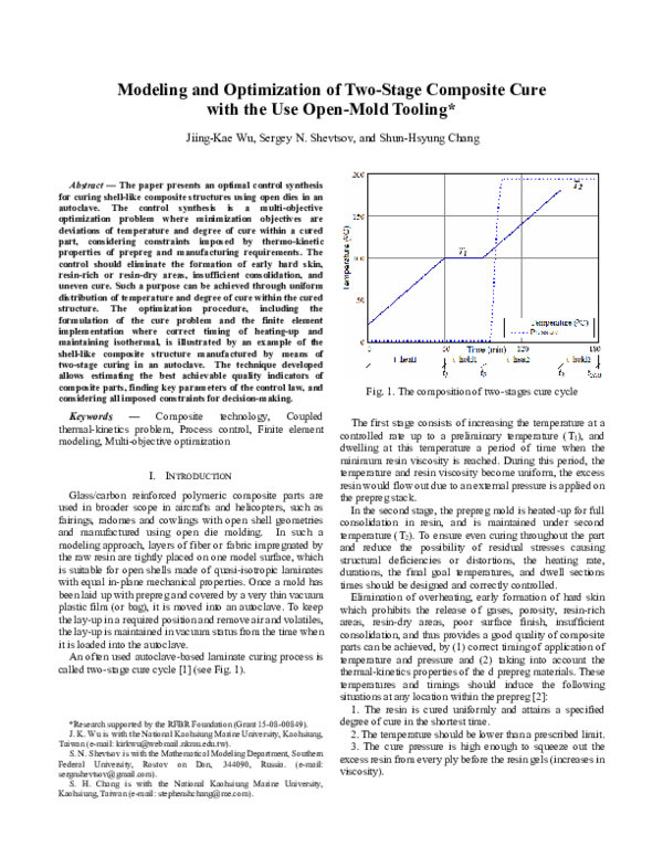 Pdf Modeling And Optimization Of Two Stage Composite Cure With The Use Open Mold Tooling