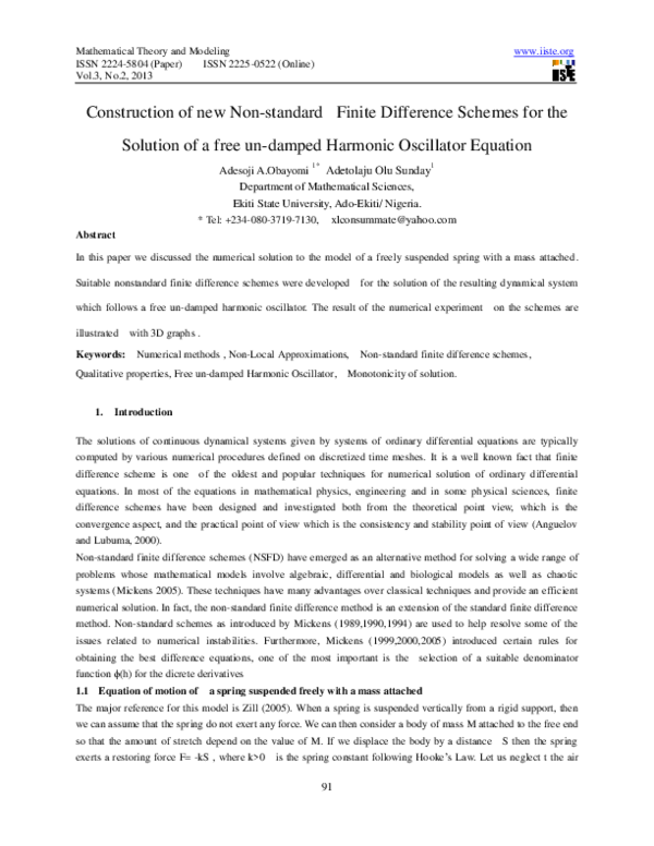 (PDF) Construction of new Non-standard Finite Difference Schemes for ...