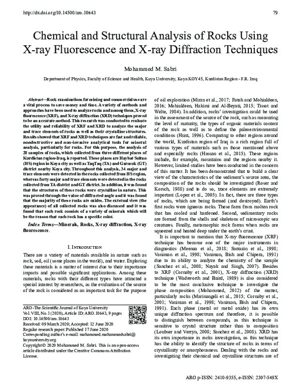 (PDF) Chemical and Structural Analysis of Rocks Using X-ray ...