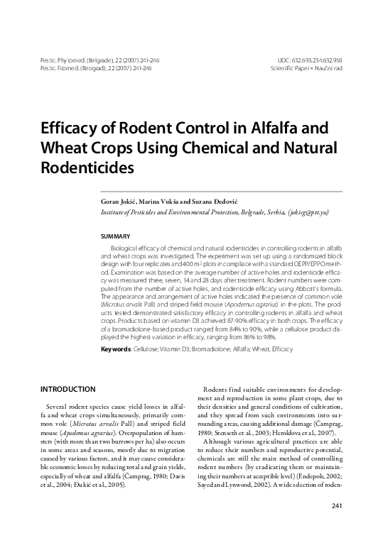 (PDF) Efficacy of rodent control in alfalfa and wheat crops using ...