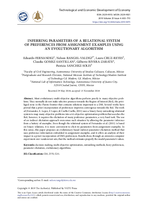 Pdf Inferring Parameters Of A Relational System Of Preferences From Assignment Examples Using 