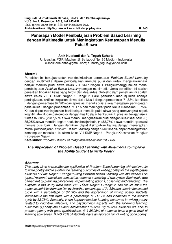 (PDF) Penerapan Model Pembelajaran Problem Based Learning dengan Multimedia untuk Meningkatkan ...
