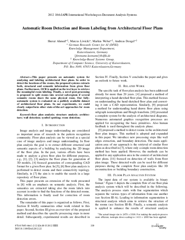 (PDF) Automatic Room Detection and Room Labeling from Architectural ...