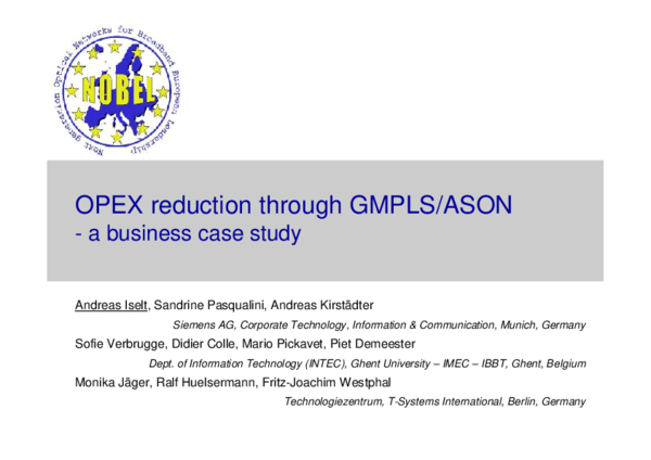 (PDF) OPEX reduction through GMPLS/ASON - a business case study | Fritz ...