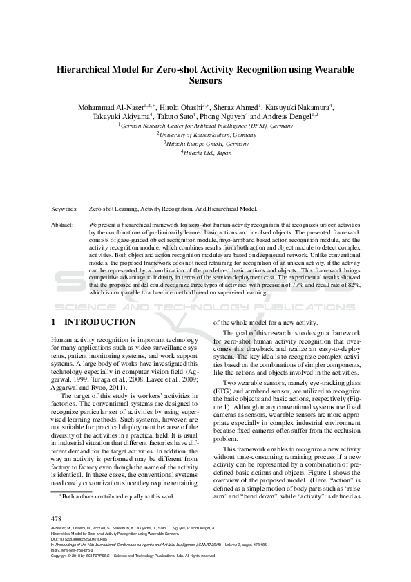 (PDF) Hierarchical Model for Zero-shot Activity Recognition using Wearable Sensors