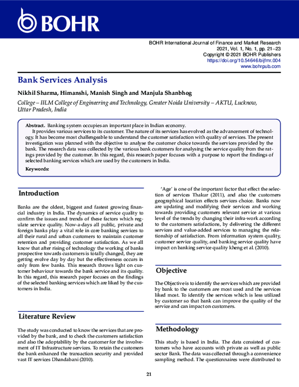 (PDF) Bank Services Analysis