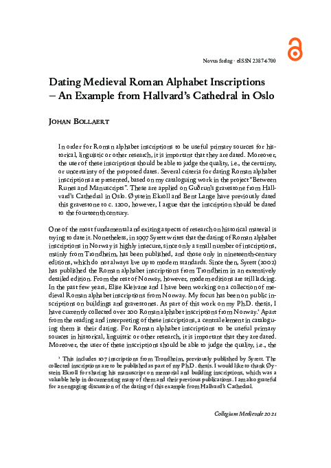 (PDF) Dating Medieval Roman Alphabet Inscriptions -An Example from ...