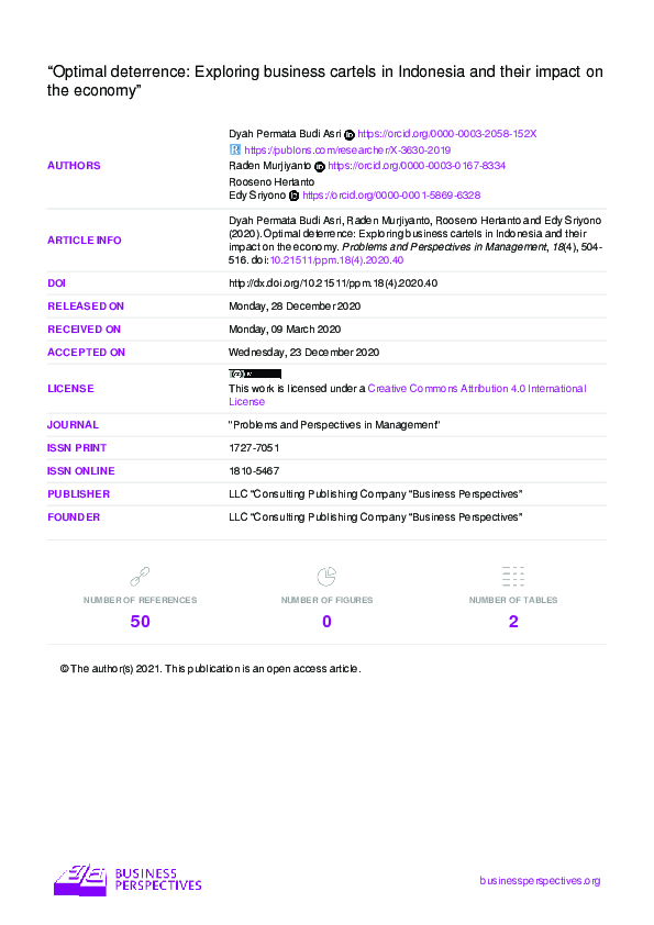 (PDF) Optimal deterrence: Exploring business cartels in Indonesia and ...