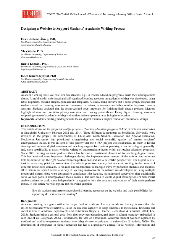 (PDF) Designing a Website to Support Students' Academic Writing Process