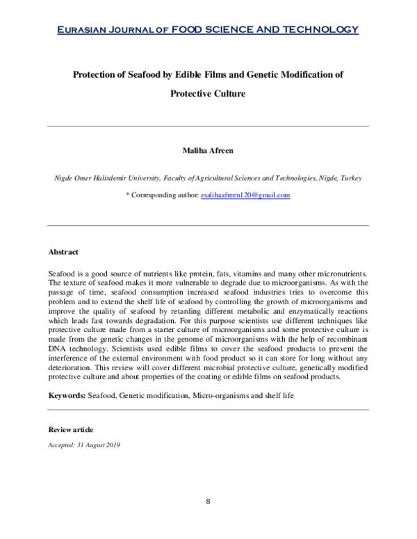 (PDF) Protection of Seafood by Edible Films and Genetic Modification of ...