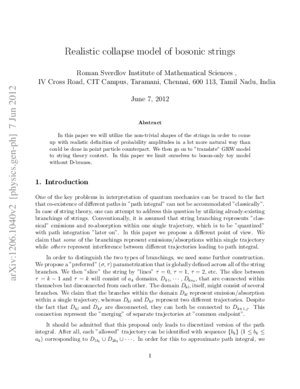 (PDF) Realistic collapse model of bosonic strings