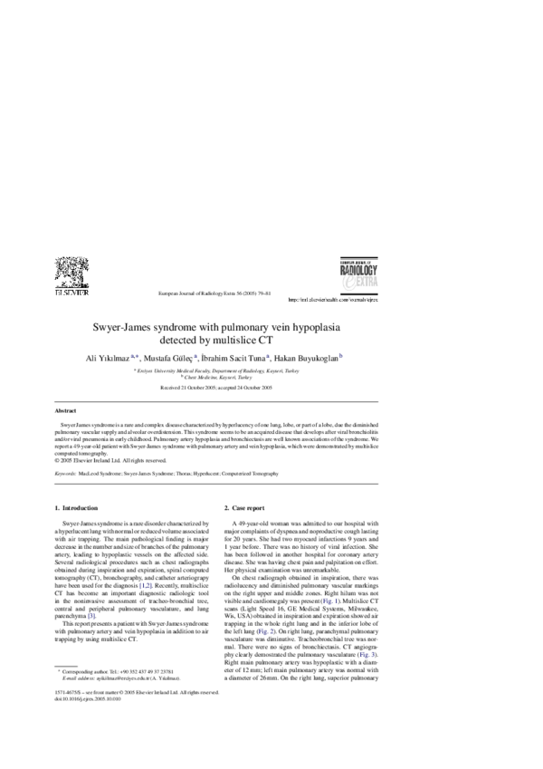 (PDF) Swyer-James syndrome with pulmonary vein hypoplasia detected by ...
