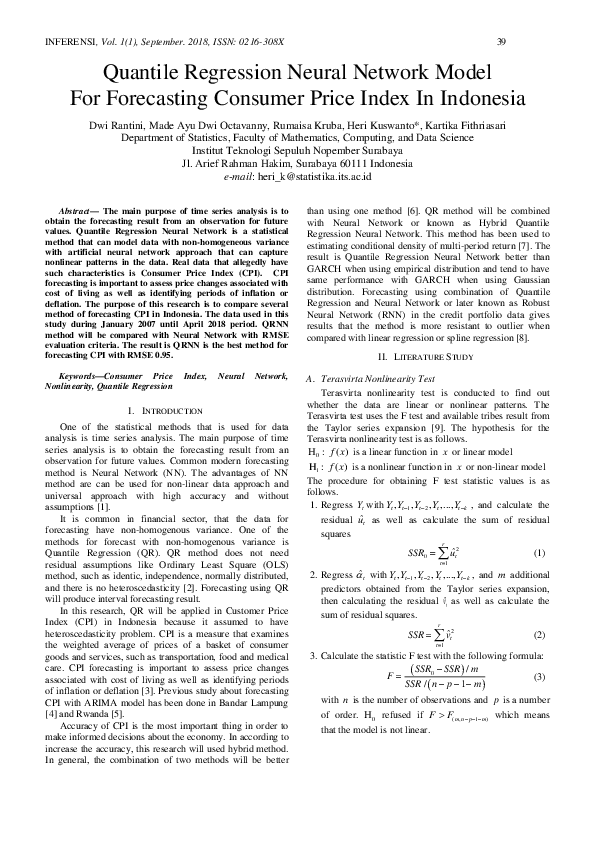 Pdf Quantile Regression Neural Network Model For Forecasting Consumer