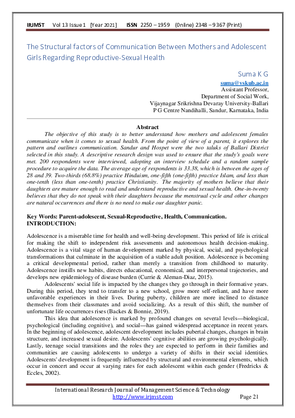 Pdf The Structural Factors Of Communication Between Mothers And