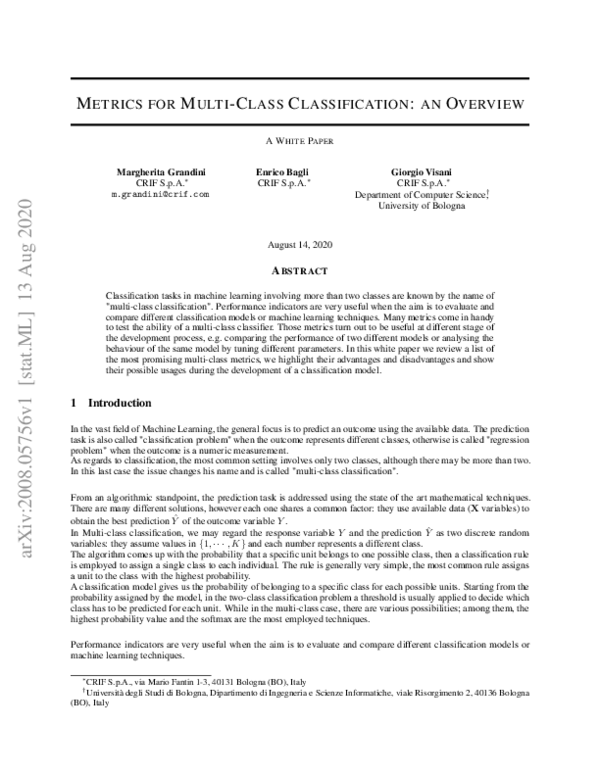 Pdf Metrics For Multi Class Classification An Overview