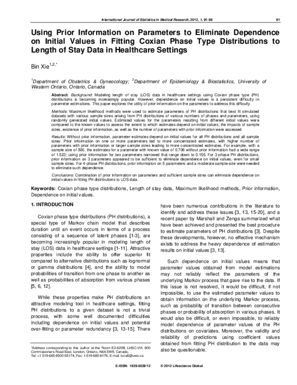 (PDF) Using Prior Information on Parameters to Eliminate Dependence on Initial Values in Fitting ...
