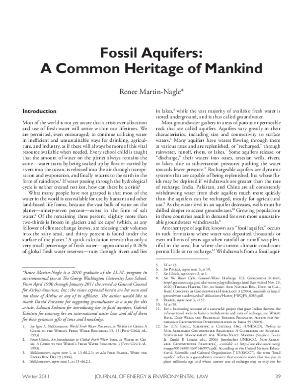 (PDF) Fossil Aquifers : A Common Heritage of Mankind | Renee Martin ...
