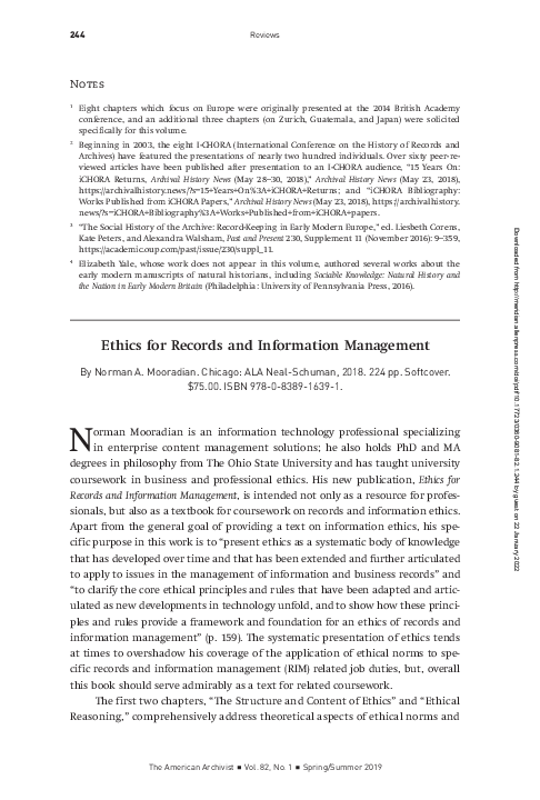 (PDF) Ethics for Records and Information Management
