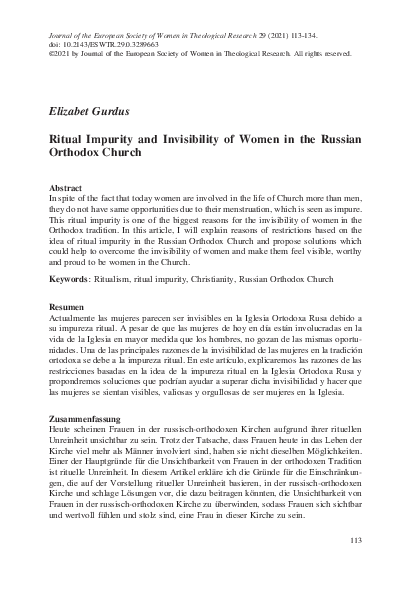 (PDF) Ritual impurity and invisibility of women in the Russian Orthodox ...