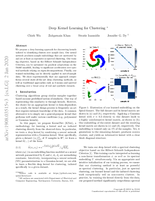 (PDF) Deep Kernel Learning for Clustering