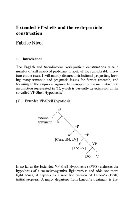 (PDF) Extended VP-shells and the verb-particle construction