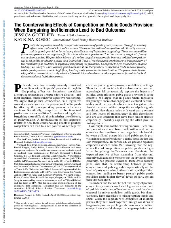 (PDF) The Countervailing Effects of Competition on Public Goods ...